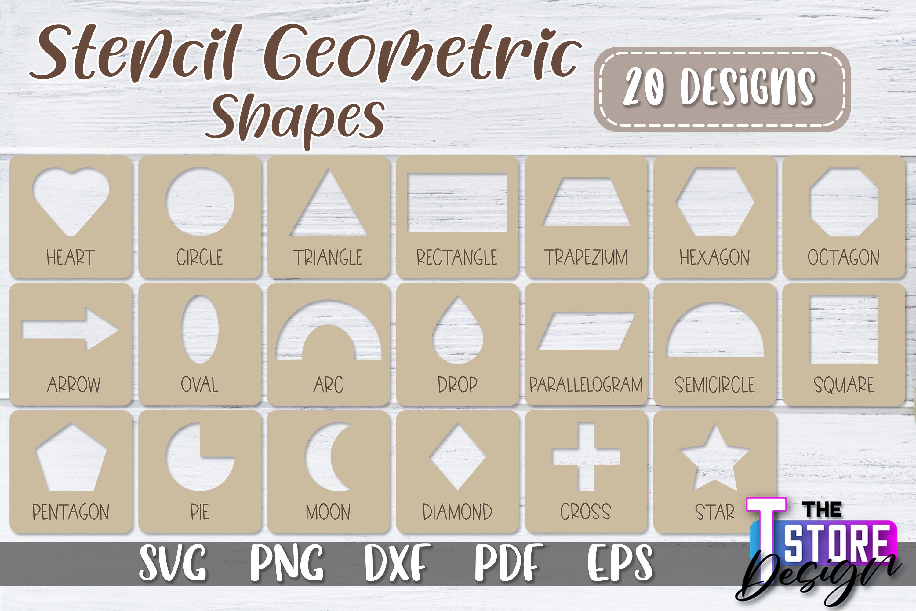 Stencil Geometric Shapes SVG Bundle | Stencil SVG Design | Cut Files ...