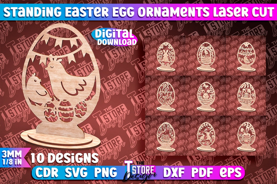 Happy Easter Laser Cut Eggs | Standing Easter Egg Ornaments | Easter ...