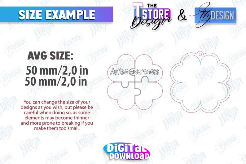 Autism Awareness Keychain Laser Cut Bundle, Wooden Puzzle Piece, 3d ...