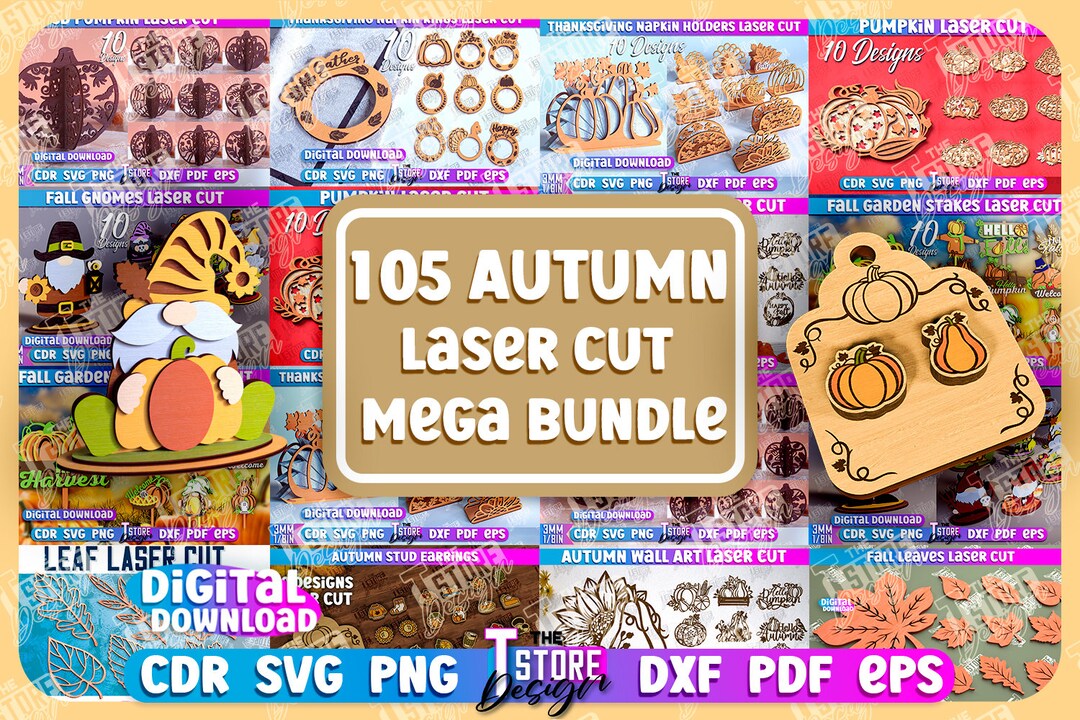Fall Laser Сut Mega Bundle, 105 Home Decor Laser Cut Design, Autumn Mega Bundle Laser Cut, 3D ...