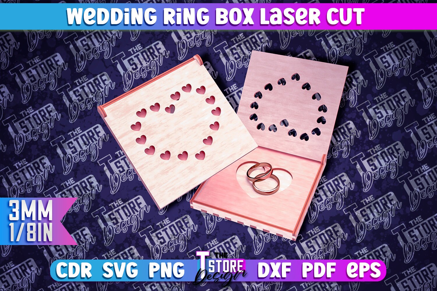 Wedding Ring Box Laser Cut SVG | Wedding Ring Holder SVG Design ...
