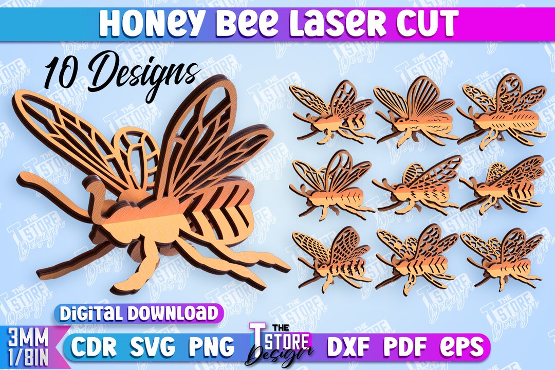 Honey Bee Laser Cut, 3d Honey Bee Lasercut, 3D Bumble Bee Home Decor ...