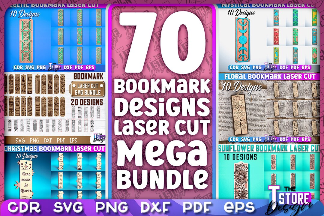 Bookmark Laser Cut Mega Bundle SVG | Bookmark CNC Files | Book Lover ...