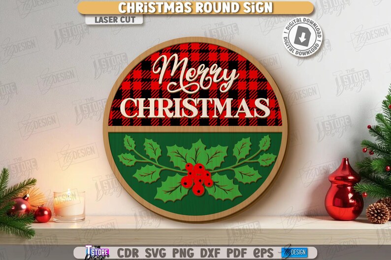 3d Christmas Round Signs Laser Cut Bundle, Xmas Round Layered Sign ...