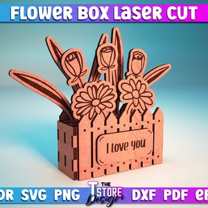 Flower Box Laser Cut SVG Bundle | Flower Bouquet Box SVG Design | Laser ...