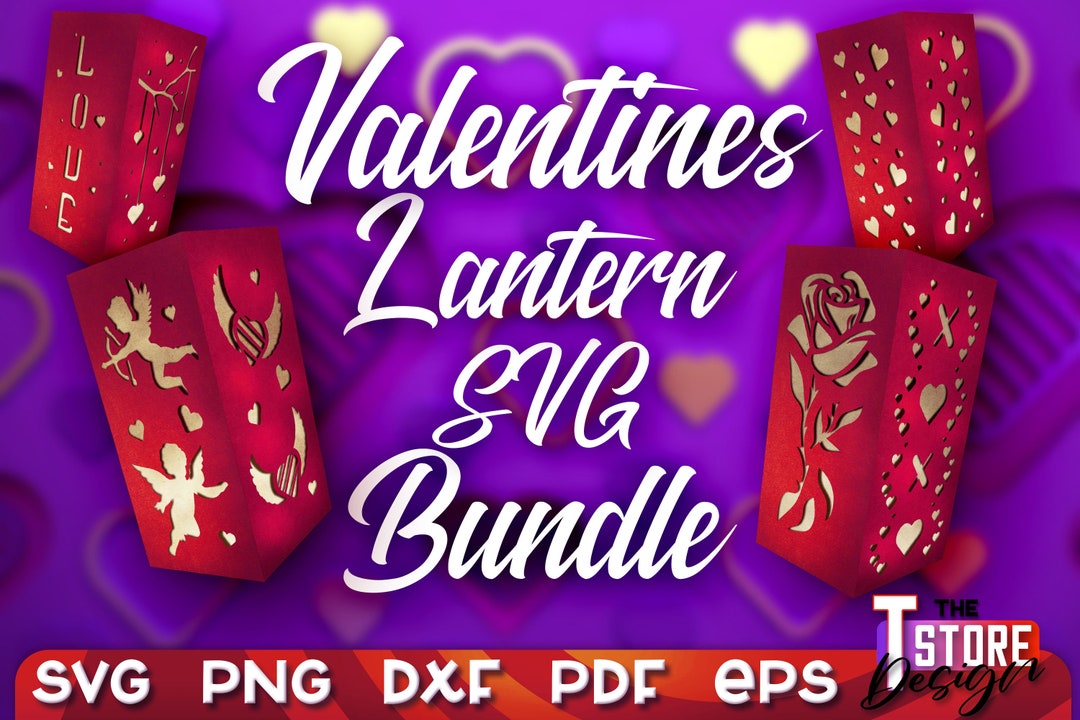 Valentine's Day Lantern SVG Bundle Paper Crafts Paper Lamp SVG V.1 - Etsy