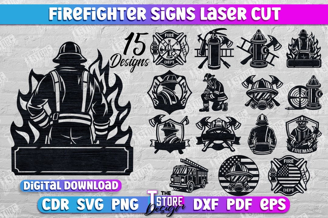 Firefighter Signs Laser Cut Bundle, Personalized Sign Laser Cut ...