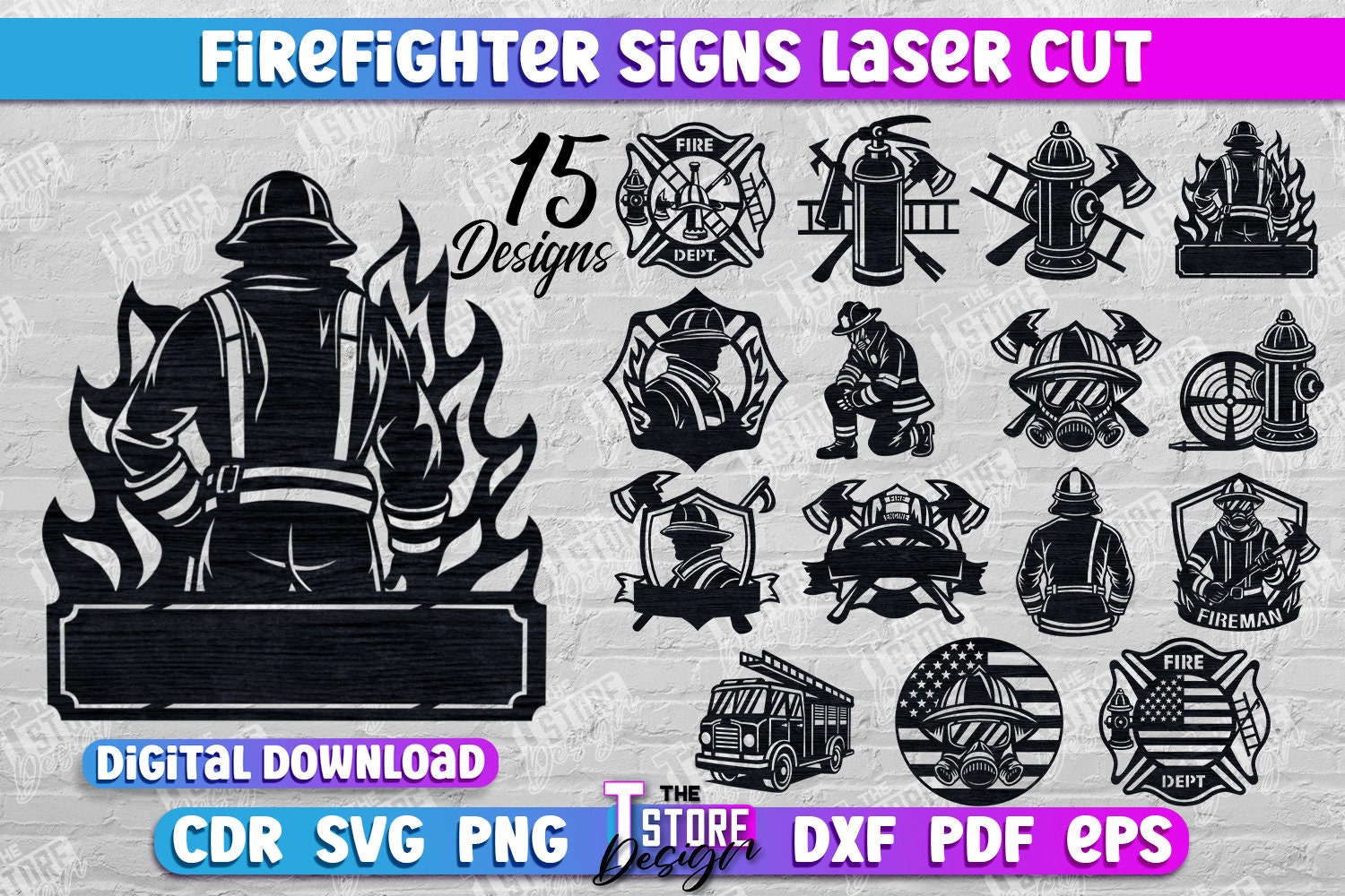 Firefighter Signs Laser Cut Bundle, Personalized Sign Laser Cut ...