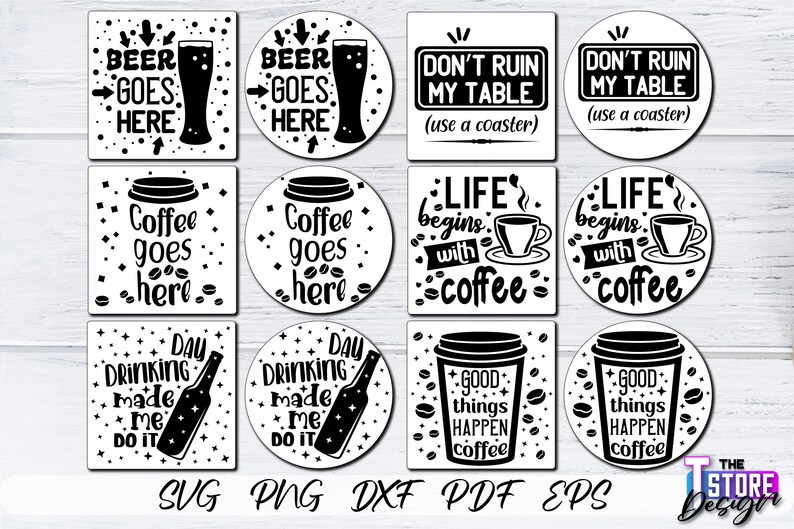 Coasters SVG Bundle Coffee Quotes Design Funny Quotes - Etsy