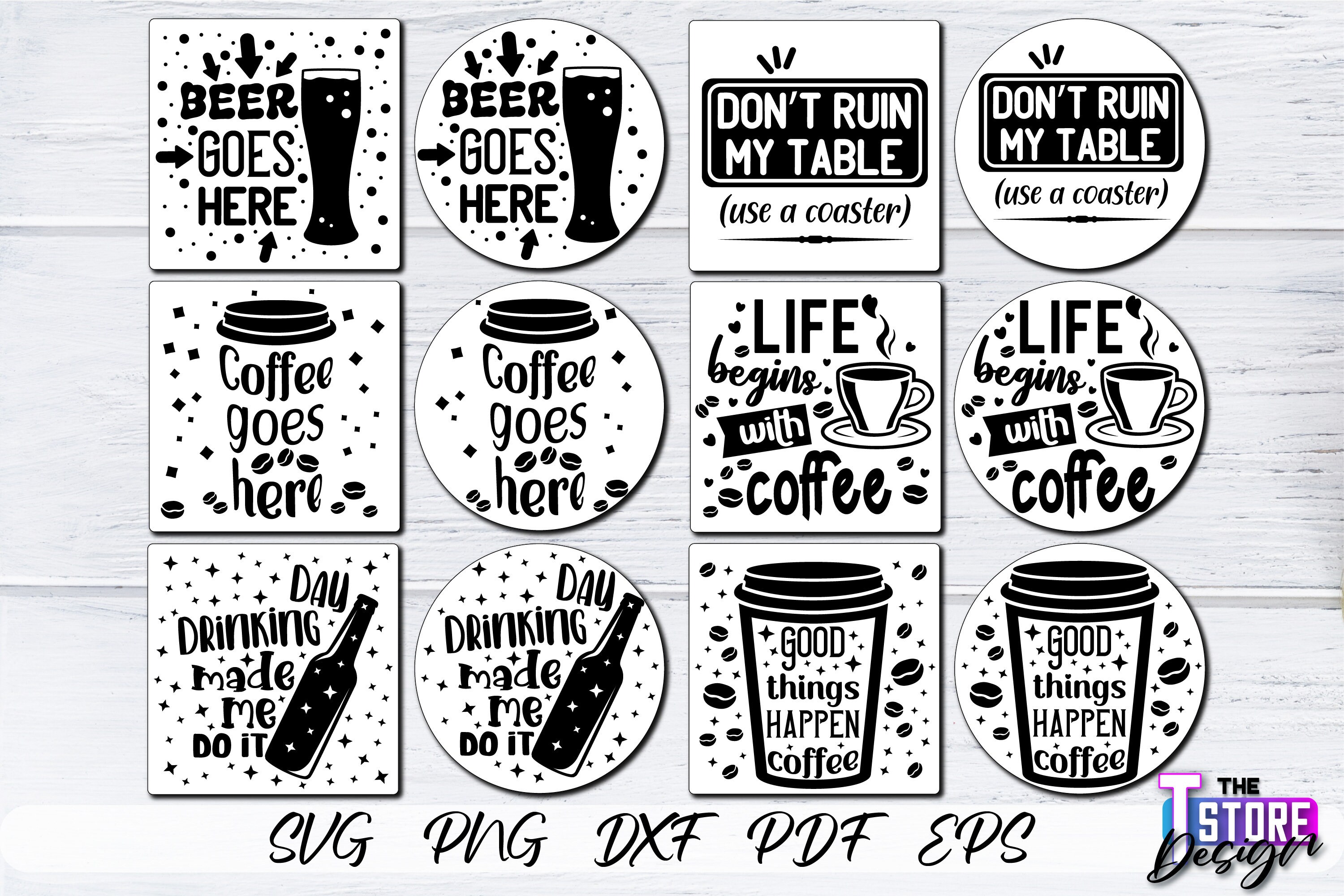 Coasters SVG Bundle Coffee Quotes Design Funny Quotes - Etsy Australia