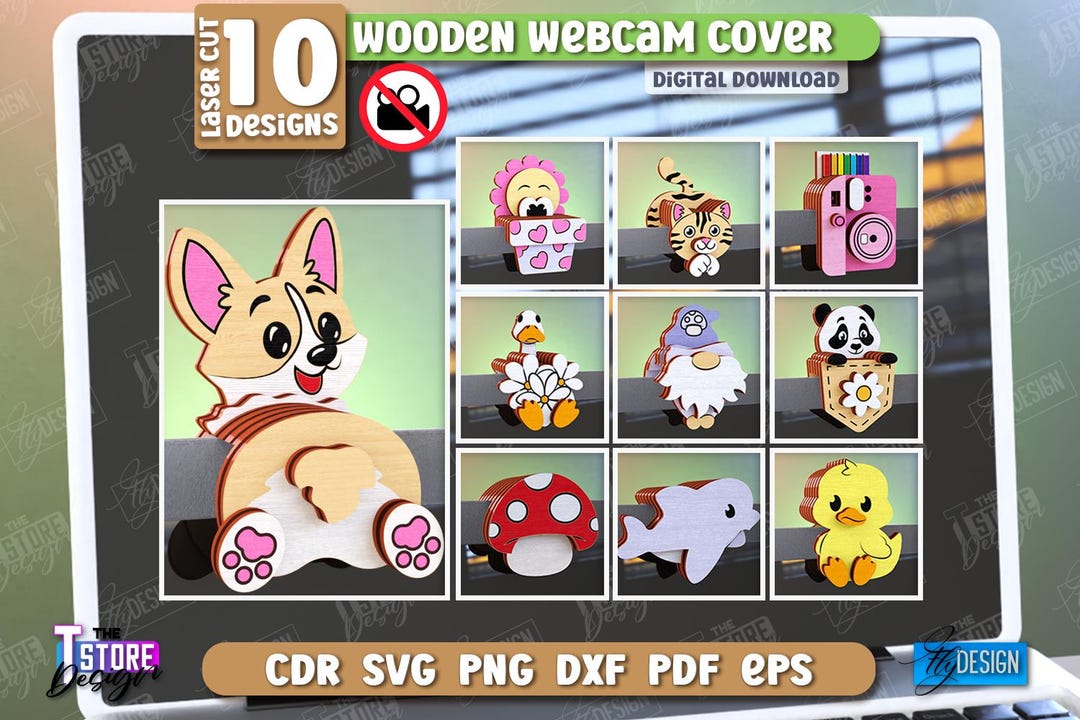 Wooden Webcam Cover Laser Cut Bundle, Webcam Cover Privacy, Camera ...