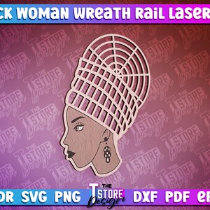 Wooden Diva Wreath Rail. Afro Head Rail. Black Woman Wreath Rail ...