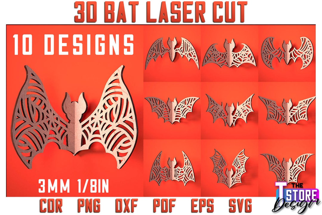 3D Bat Laser Cut SVG Bundle | Halloween Bat Laser Cut SVG Design | CNC ...
