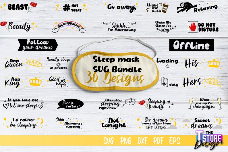 Sleep Mask SVG Bundle | Sleeping Mask SVG Design | Funny Sleep Mask ...