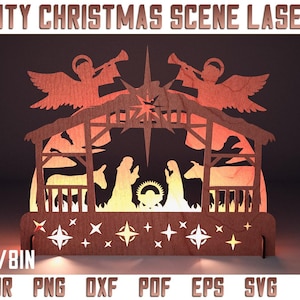 Nativity Christmas Scene Laser Cut SVG Bundle | Nativity Christmas ...