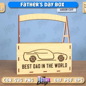 3D Father's Day Boxes Laser Cut Bundle, Wooden Treats Box SVG, Father's ...