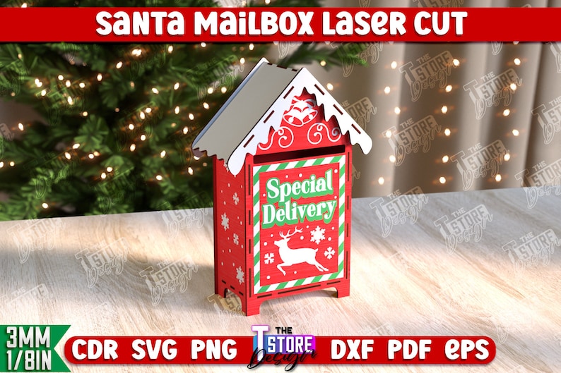 Christmas Mail Box Laser Cut Bundle, Letters to Santa Mailbox SVG ...