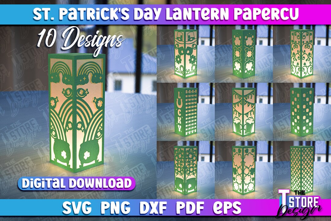 St. Patrick's Day Lantern SVG Bundle | Paper Crafts | Paper Lamp SVG ...