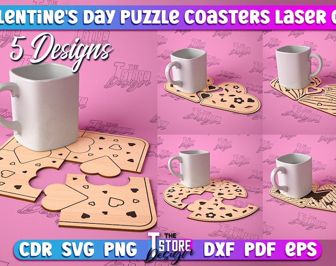 Puzzle Coaster DXF Laser Cut Svg Template Glowforge Gift Dxf Vector ...