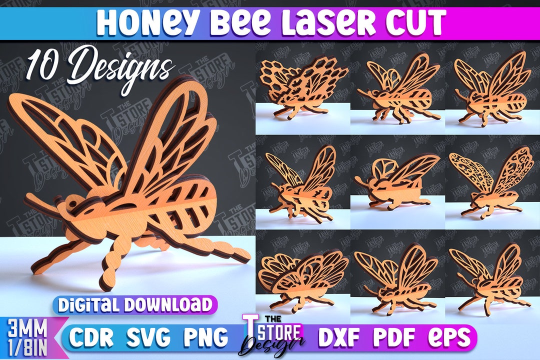 3d Honey Bee Lasercut, 3D Bumble Bee Home Decor, 3D Bee Lasercut ...