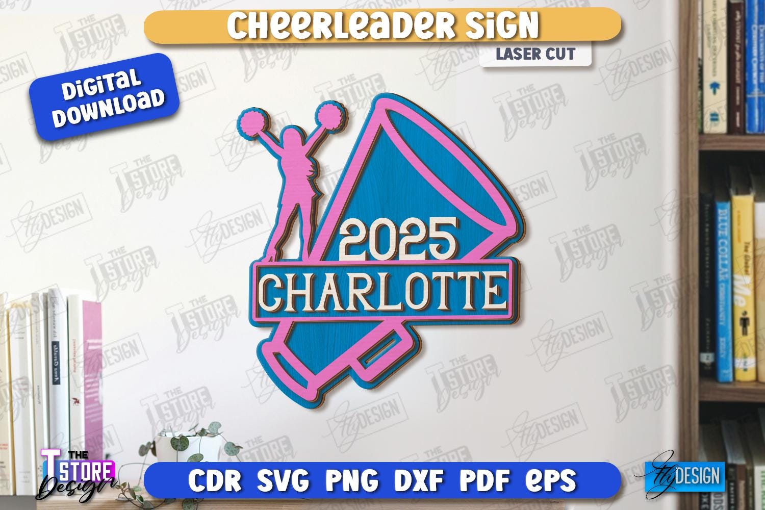 Cheerleader Sign Laser Cut Bundle, Custom Monogram SVG, Cheerleading ...