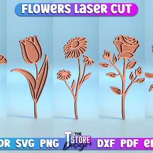 Flowers Laser Cut SVG Bundle | Flower SVG Design | Laser Cut Files - Etsy
