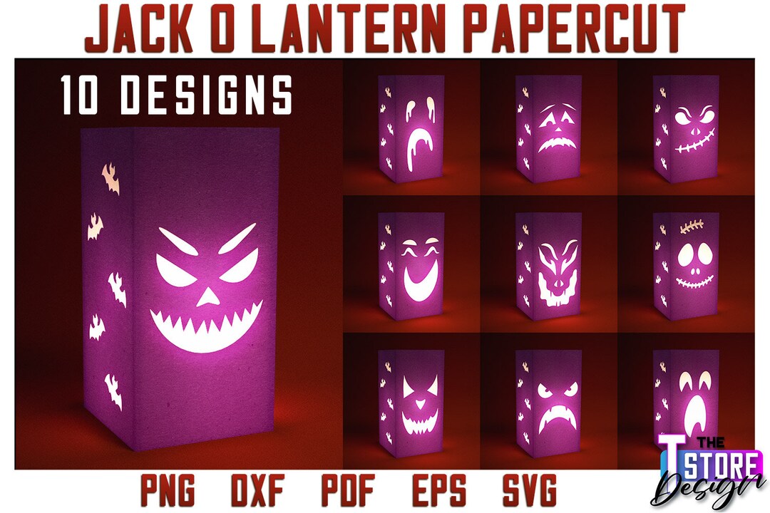 Jack O Lantern Papercut SVG Bundle | Paper Crafts | Halloween Lamp SVG ...