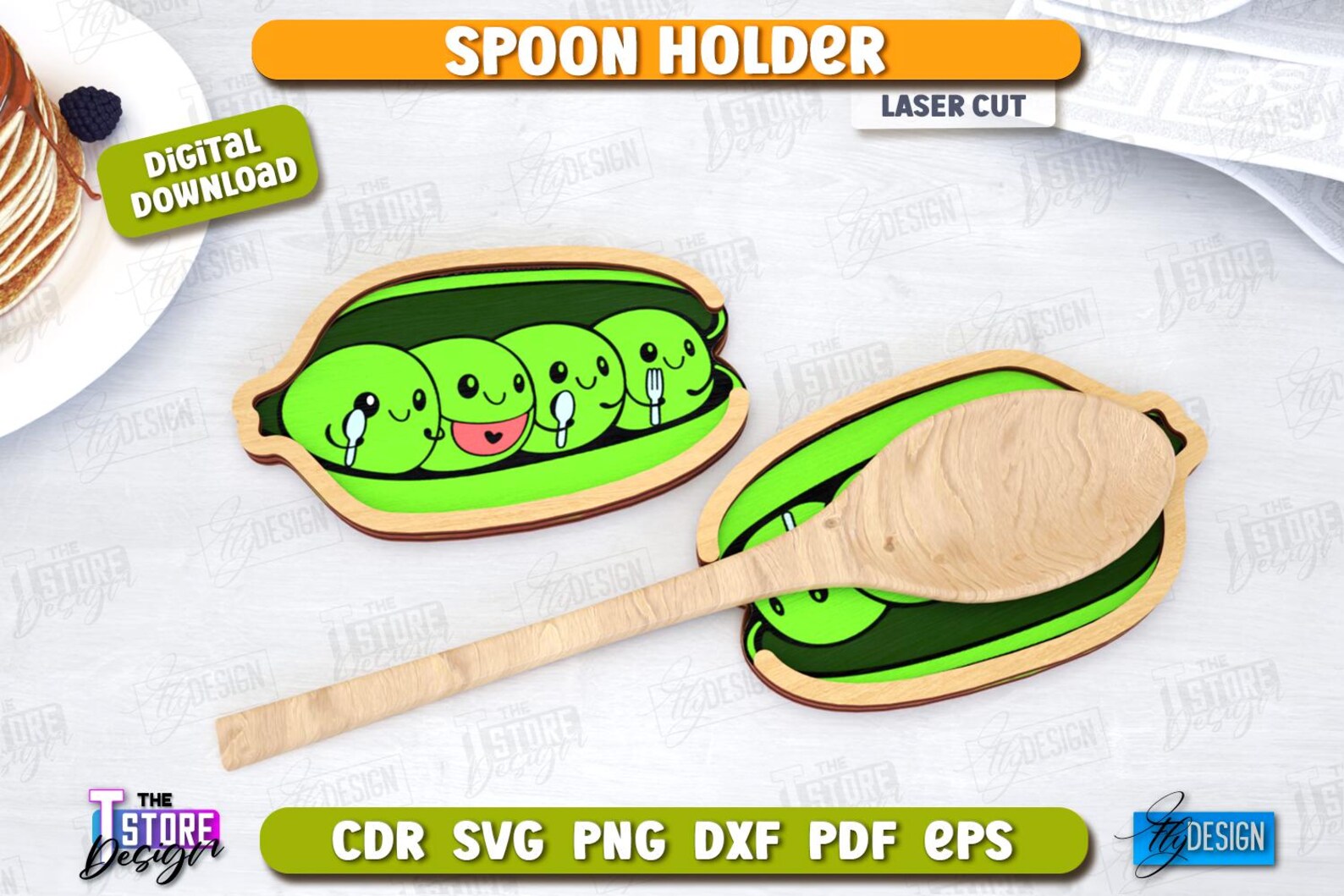 Spoon Holders Laser Cut Bundle, Kitchen Accessories SVG, Spoon Rest ...