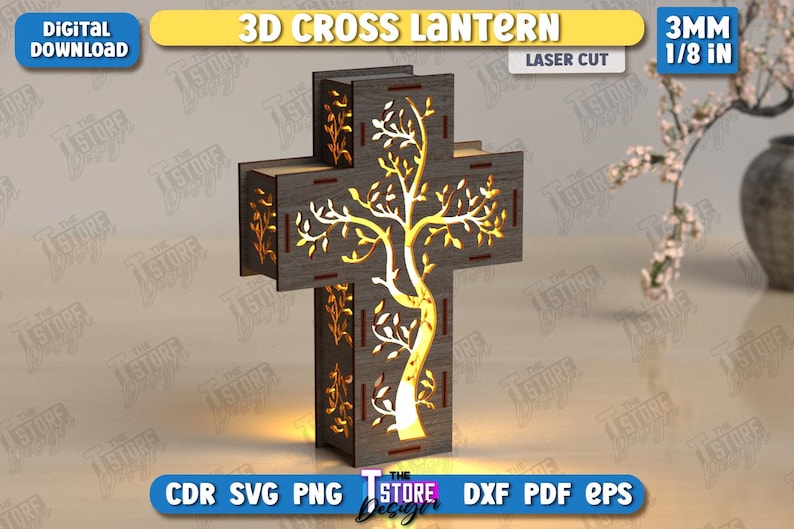 3D Cross Lantern Lasercut Bundle, Cross Standing Lamps, Christian Home ...