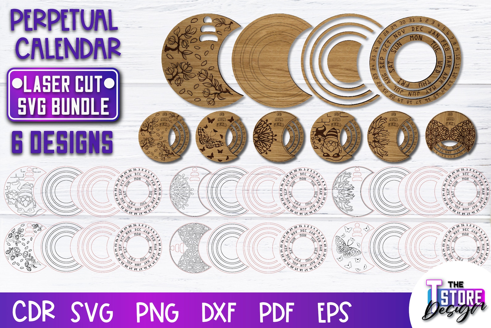 Perpetual Calendar Laser Cut SVG Bundle | Calendar SVG Design | CNC ...