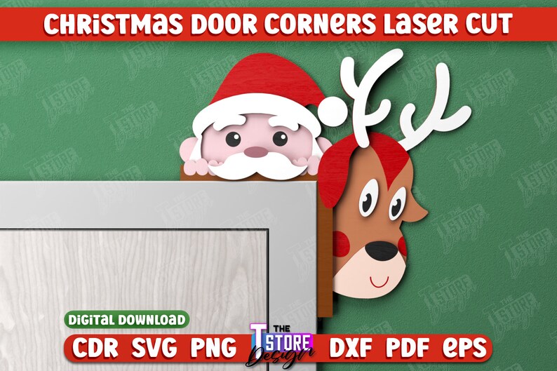 Christmas Door Corner Laser Cut Bundle, Christmas Door Trim Corner ...