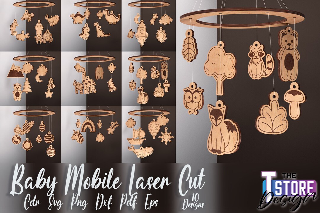 Baby Mobile SVG Laser Cut Bundle | Baby Mobile SVG Design | Laser Cut ...
