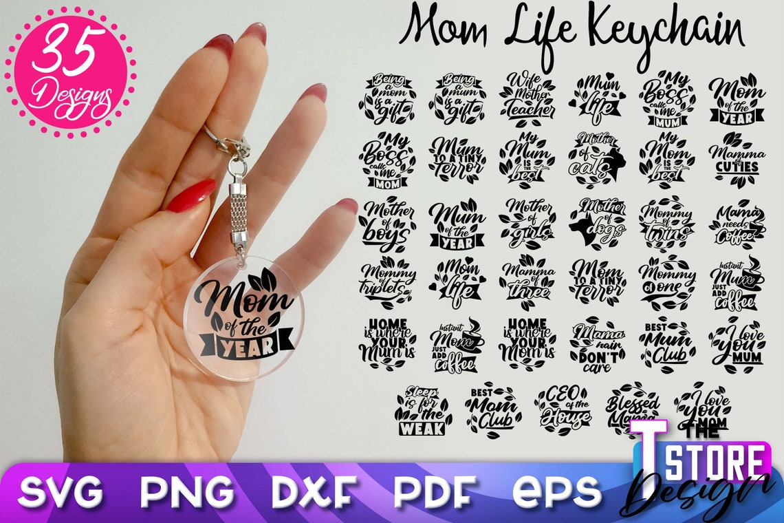 Mom Life Keychain SVG Bundle | Mom SVG | Circle Keychain - Etsy