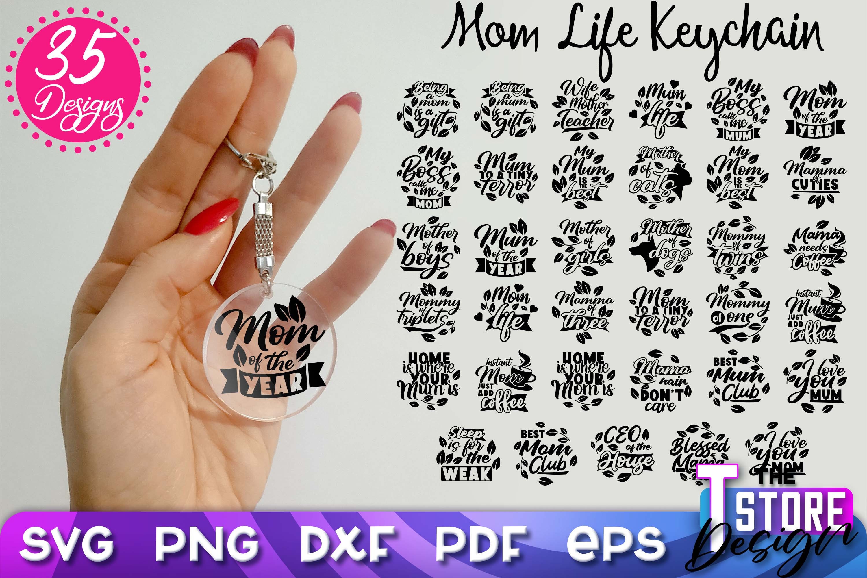 Mom Life Keychain SVG Bundle | Mom SVG | Circle Keychain - Etsy
