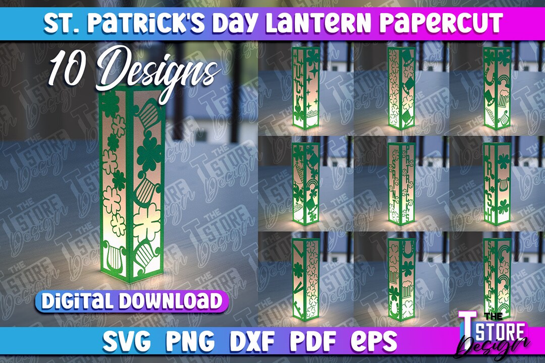 St. Patricks Day Lantern SVG Design | Paper Crafts | Paper Lamp SVG ...