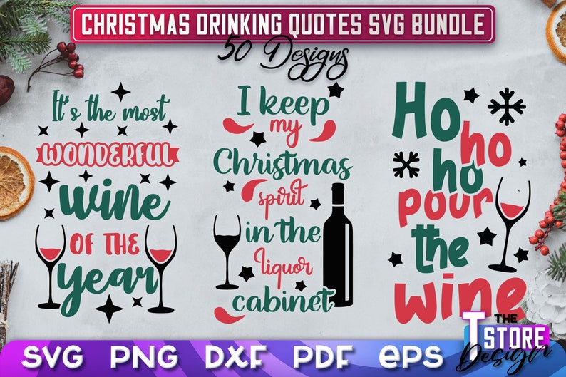 Christmas Drinking Quotes SVG Bundle | Christmas Design - Etsy