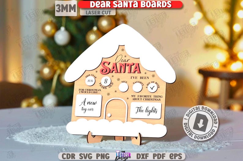 3d Personalized Dear Santa Boards Laser Cut Bundle, Christmas Wish ...
