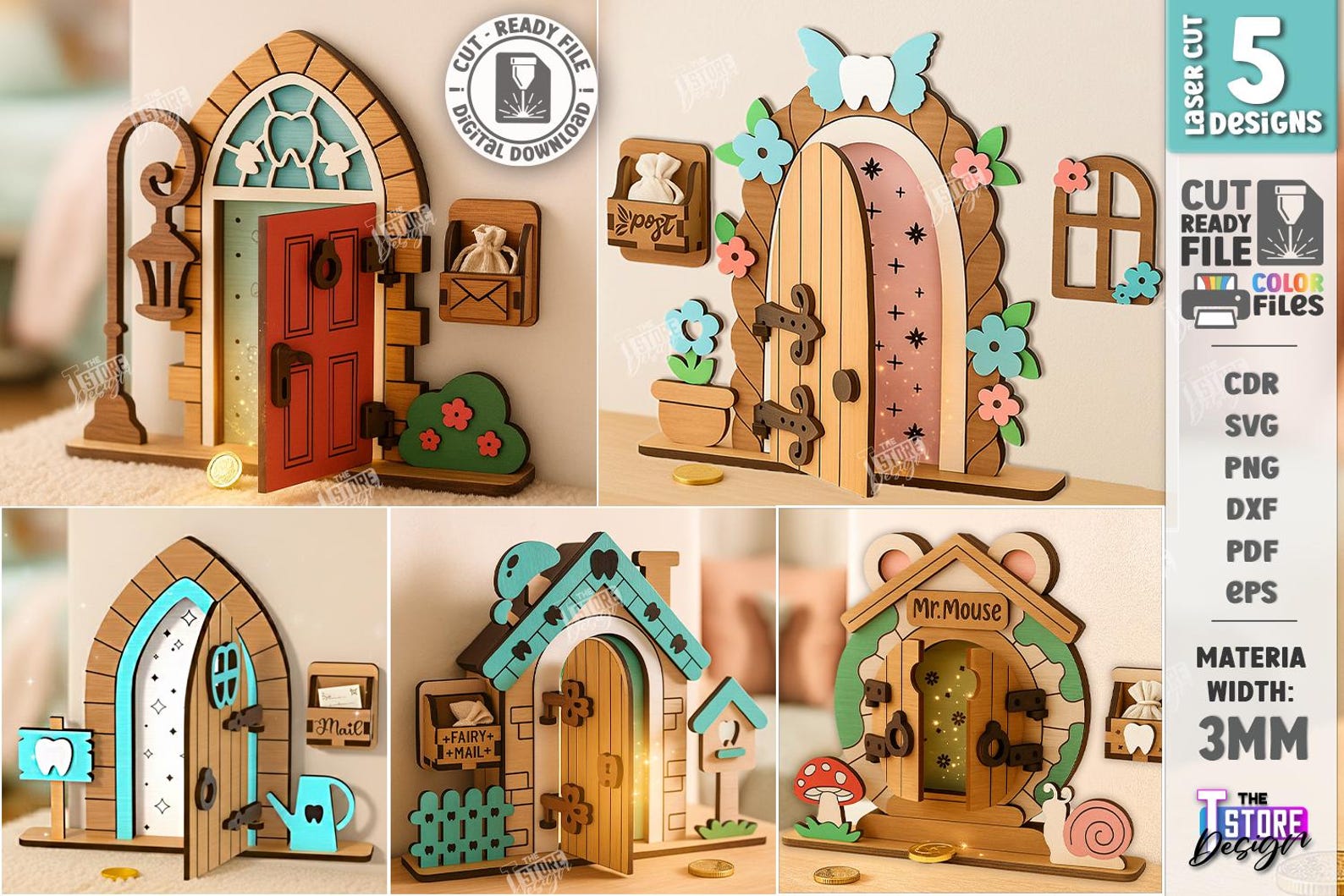 3d Tooth Fairy Door Laser Cut Bundle, Fairytale Door, Tooth Fairy House ...