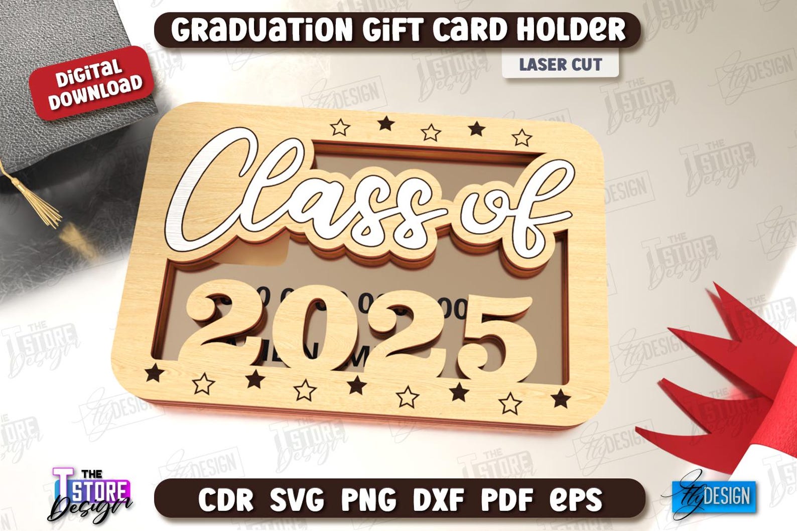 Graduation Gift Card Holder Laser Cut Bundle, Class of 2025 SVG ...