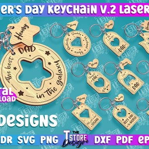 Father's Day Keychain Laser Cut Bundle Dad Gift Lasercut Pop up Father ...