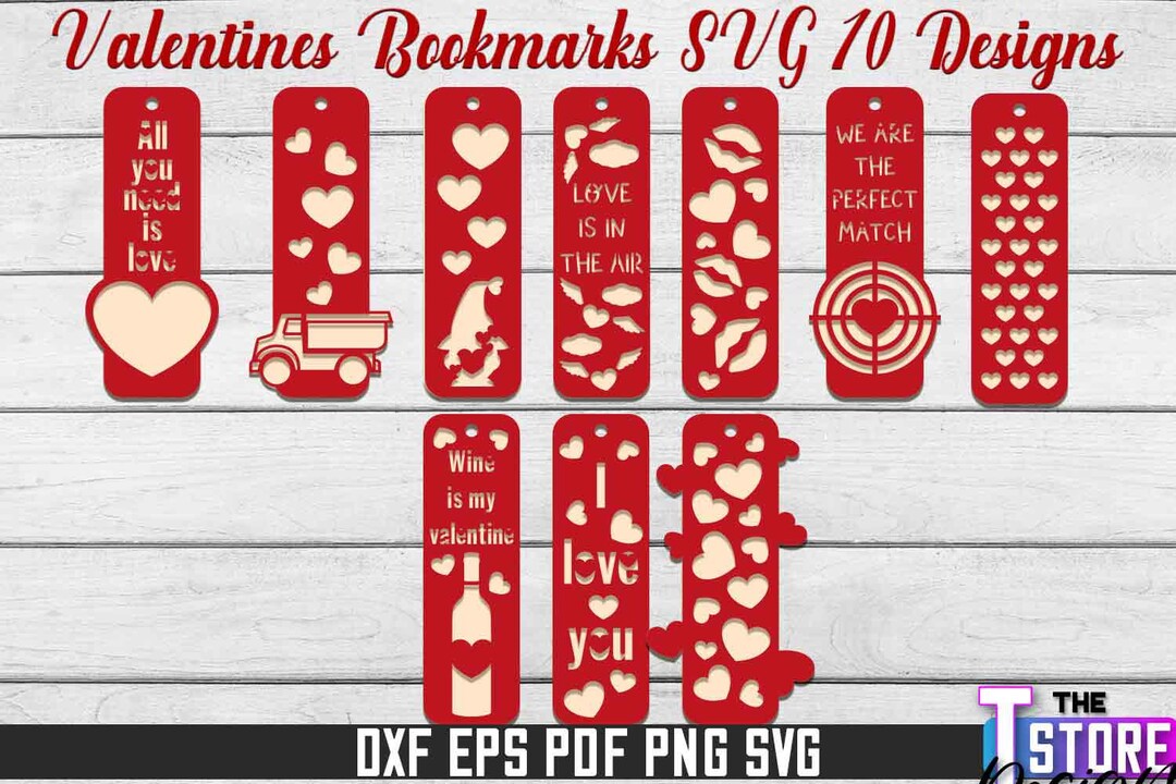 Valentine's Day Bookmark SVG Bundle | Valentine Book Lover SVG | Love ...