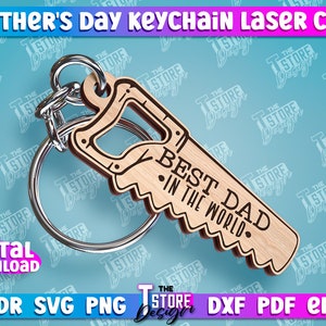Father's Day Keychain Laser Cut Bundle | Dad Gift Lasercut SVG | Tool ...
