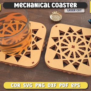Mechanical Coasters Laser Cut Bundle, Kinetic Coasters Set Template ...