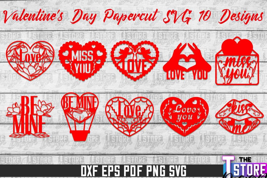 Valentines Day Papercut Heart SVG Heart Paper Cut SVG Bundle Valentines ...