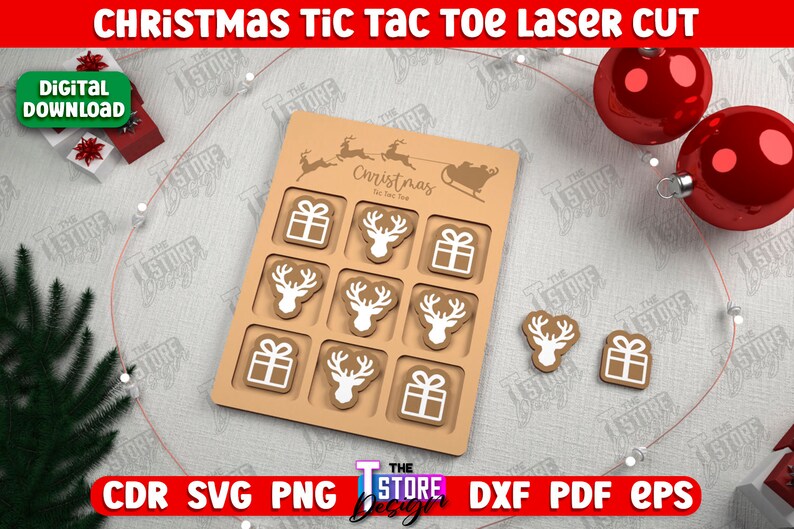Christmas Tic Tac Toe Laser Cut Bundle, Tic Tac Hohoho SVG, Christmas ...