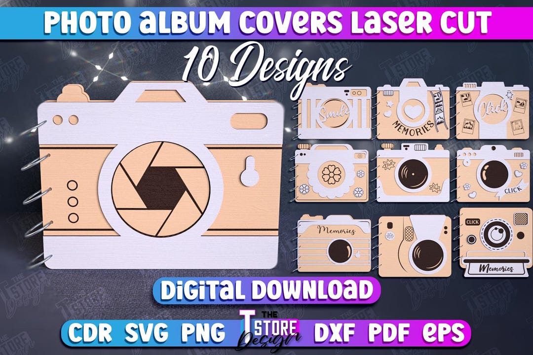 Photo Album Covers Laser Cut Bundle, 3d Camera Notebook Covers, Memory ...