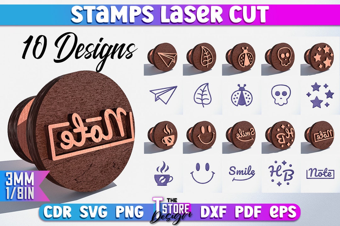 Stamps Laser Cut SVG Bundle | Funny Laser Stamps SVG Design | CNC ...
