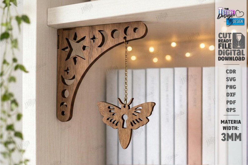 Wooden Bookshelf Corner Bracket SVG - Decorative Shelf Support Laser ...