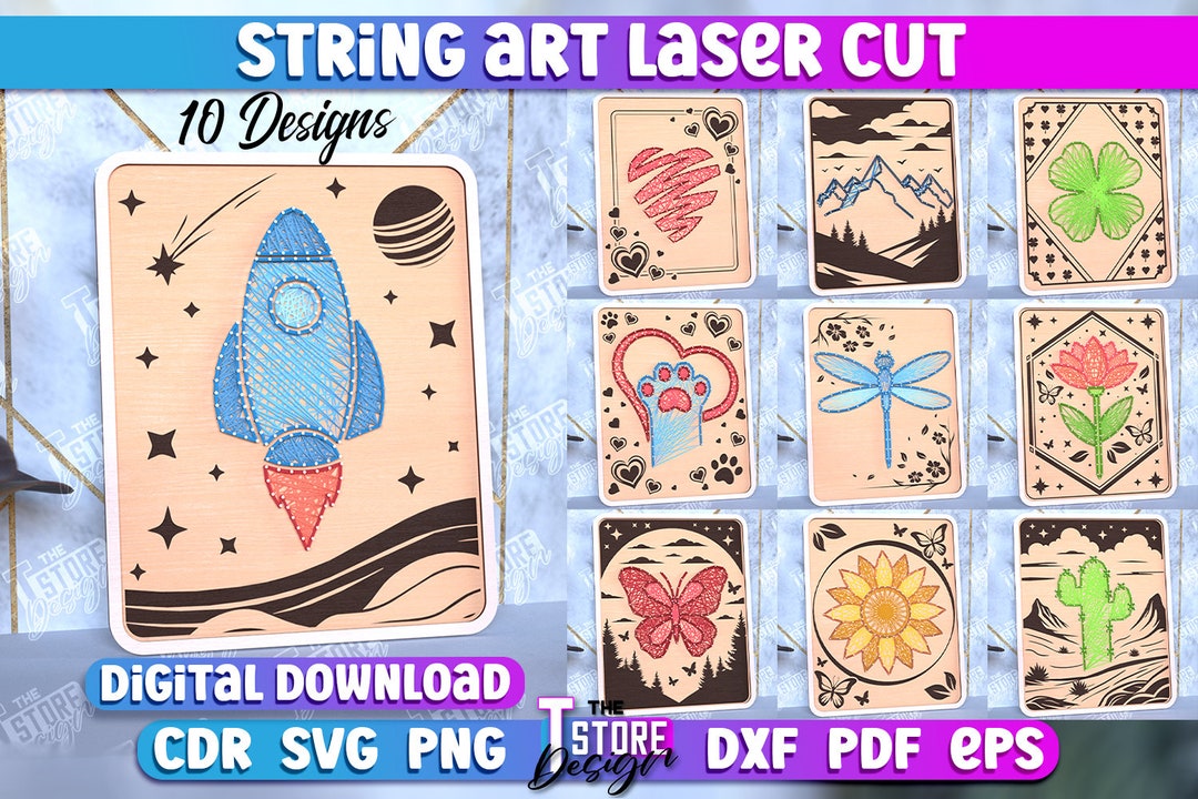 String Art Pattern Laser Cut | 3D String Art Card Lasercut | String Art ...