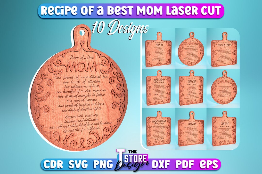 Recipe of a Best Mom Laser Cut SVG Bundle | Family SVG Design | Laser ...